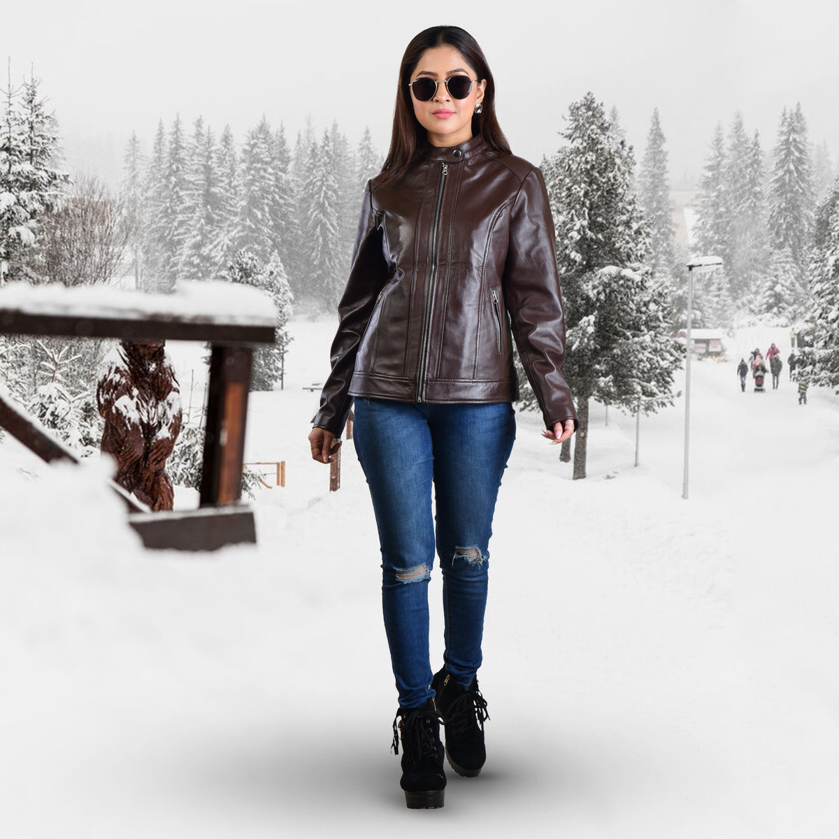 WOMENS LEATHER JACKET 410159(BROWN) – SREELEATHERS