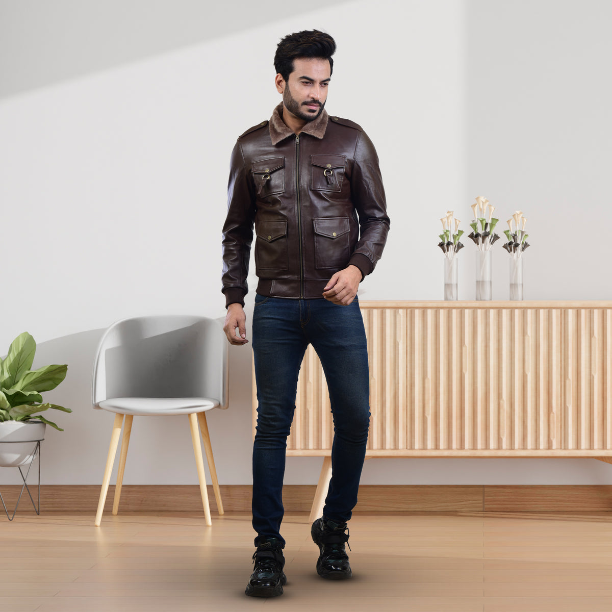 MENS LEATHER JACKET 410140(BROWN) – SREELEATHERS